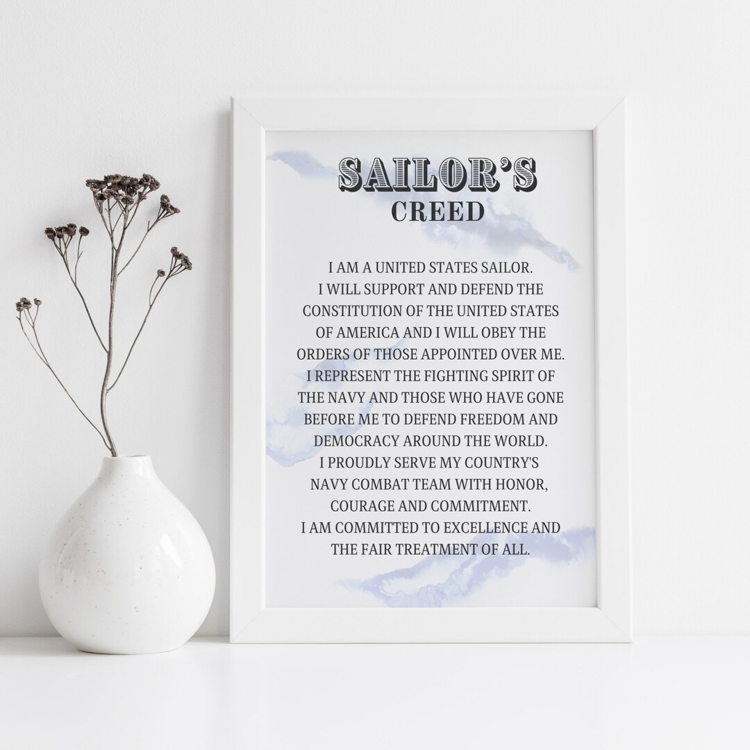 Sailor's Creed, Navy, DIGITAL PRINTS, High Quality, Wall Decor, Quotes ...