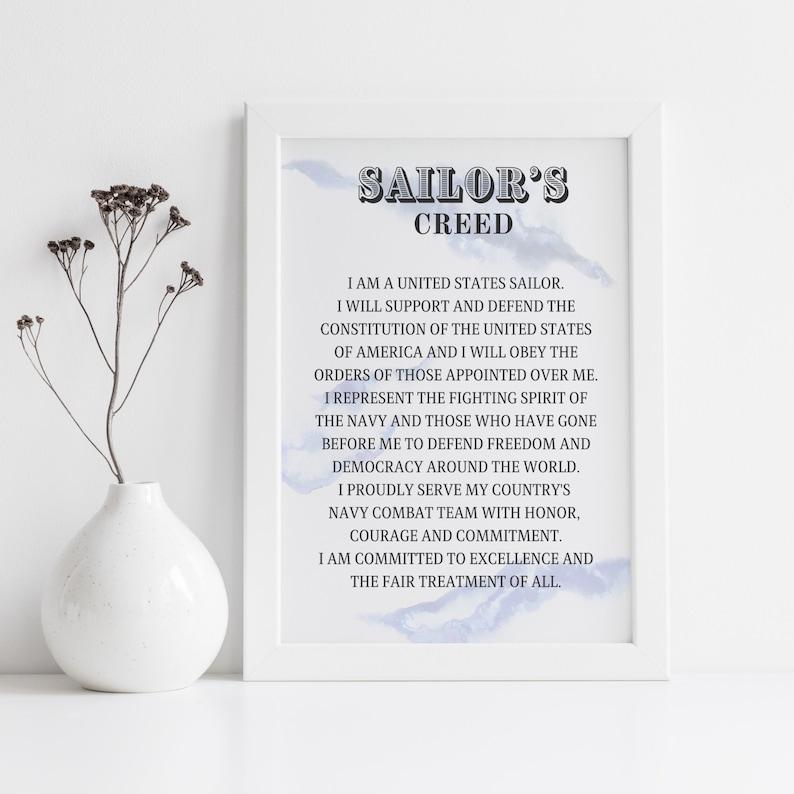 Sailor's Creed, Navy, DIGITAL PRINTS, High Quality, Wall Decor, Quotes ...