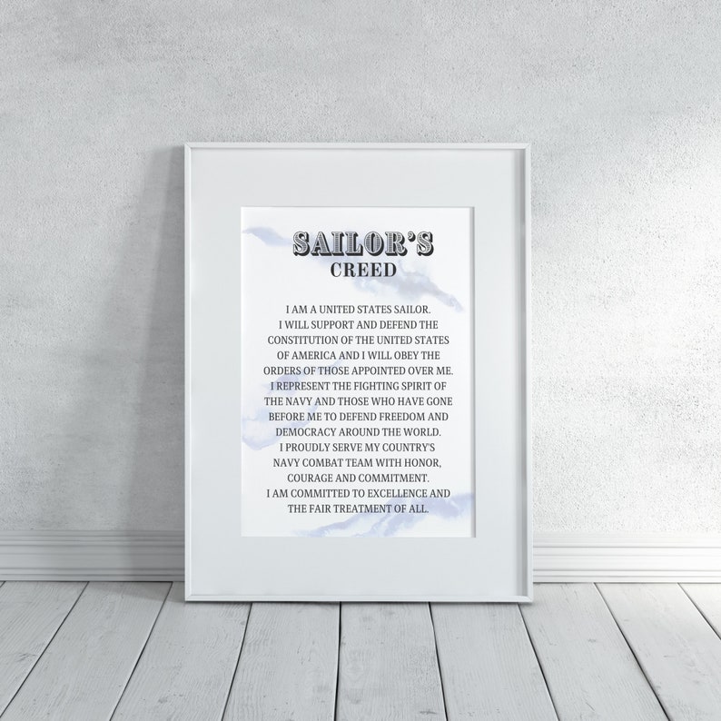 Sailor's Creed, Navy, DIGITAL PRINTS, High Quality, Wall Decor, Quotes ...