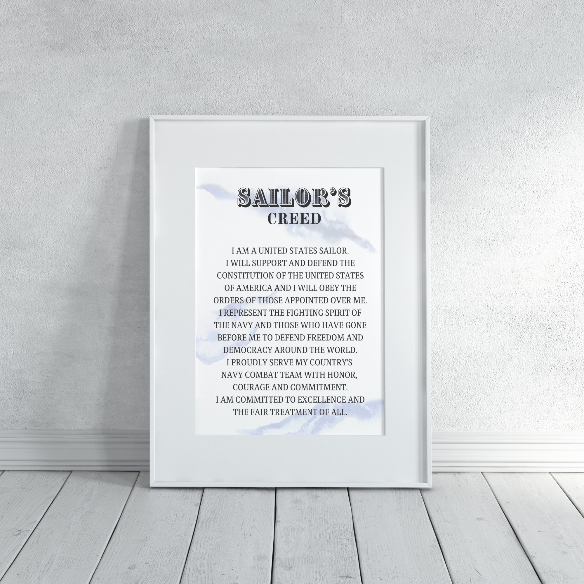 Sailor's Creed, Navy, DIGITAL PRINTS, High Quality, Wall Decor, Quotes ...
