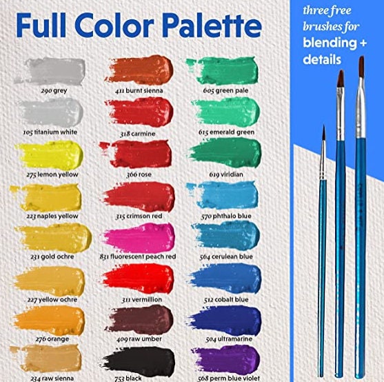 Crafts 4 All Acrylic Paint Set 24-pack of 12ml Art Paints for Canvas ...