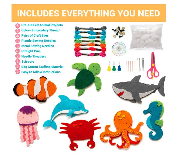 Fun & Educational Sea Animal Craft Set for Boys and Girls Ages 7-12 ...