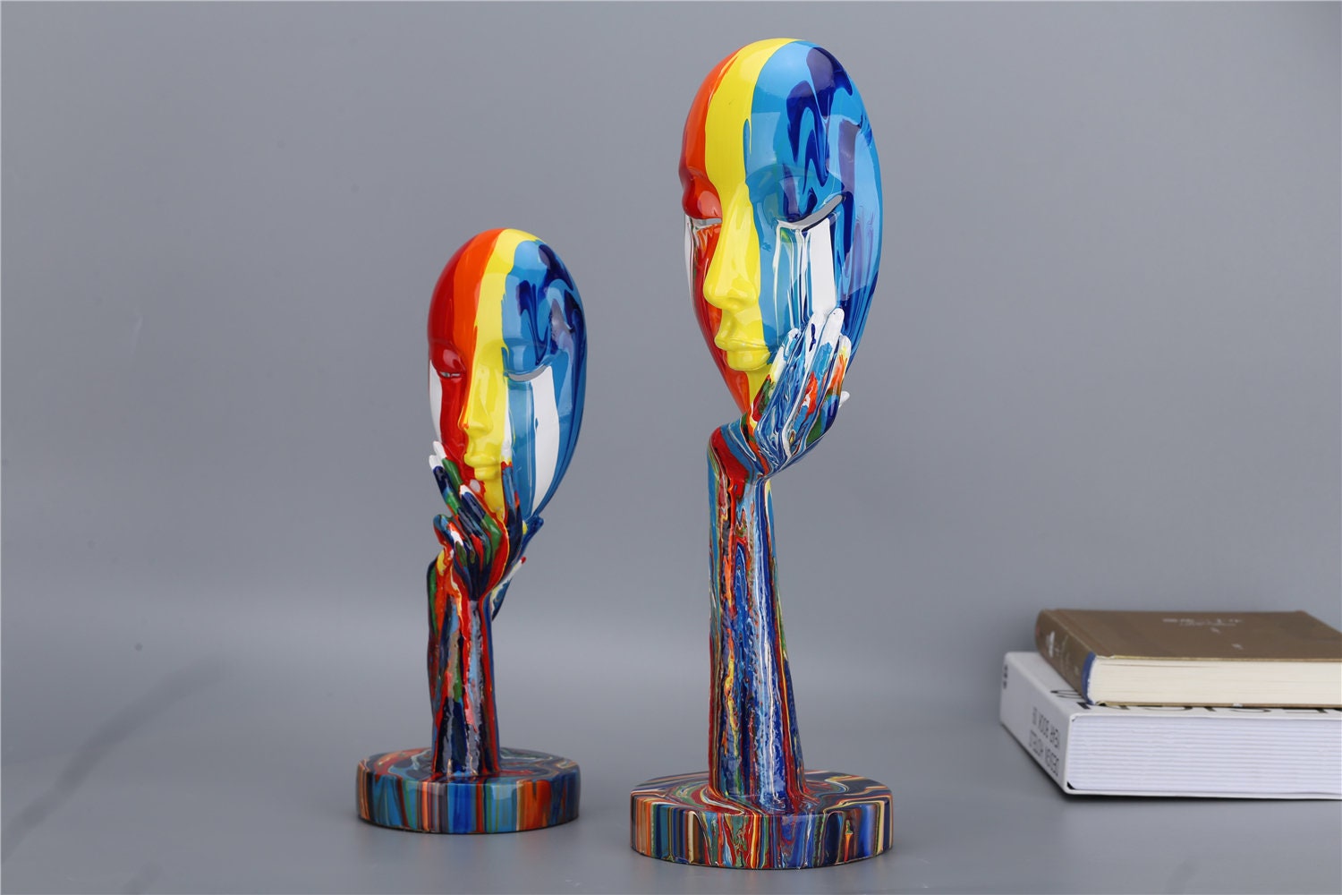 Imaginative Painted Woman Face Statue Abstract Art Figurine - Etsy UK
