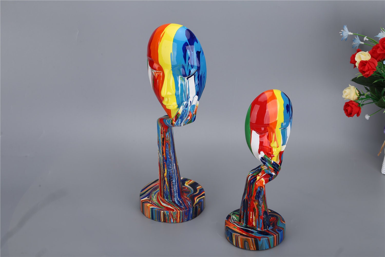 Imaginative Painted Woman Face Statue Abstract Art Figurine - Etsy UK