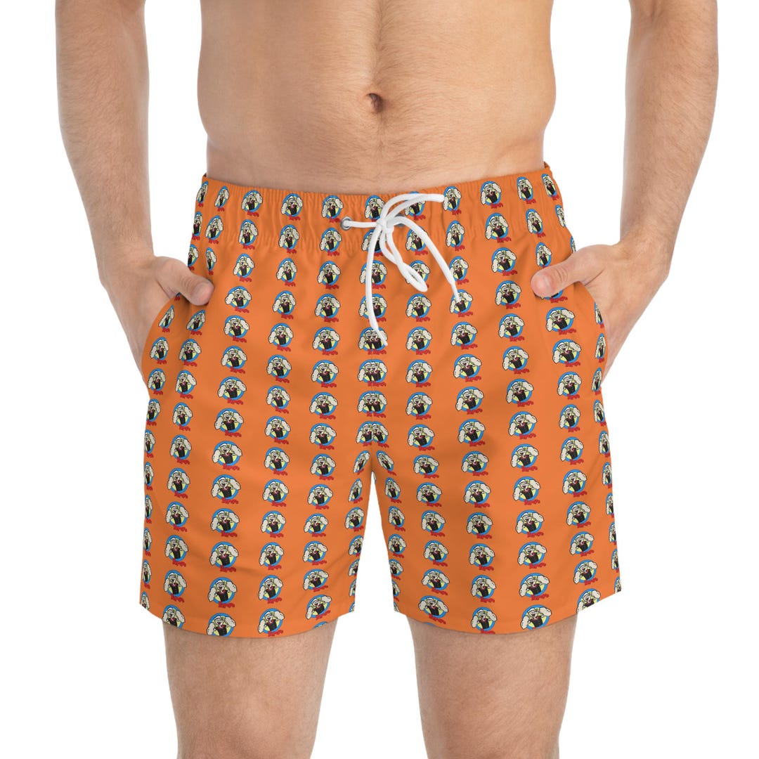 Popeye Cartoon Swim Trunks. Popeye Swim Shorts. Orange Swim Shorts Make ...