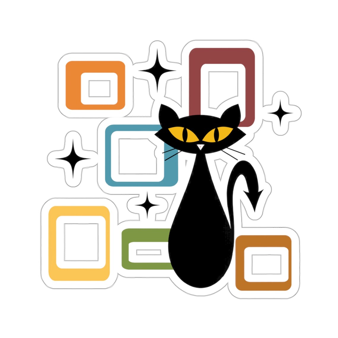 Black Cat Kiss-cut Stickers. Disenchanted Cat Sticker for Laptop, Phone ...