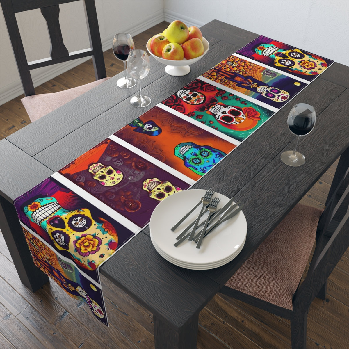 Day of the Dead Skull Table Runner cotton Poly. Dia De Los - Etsy