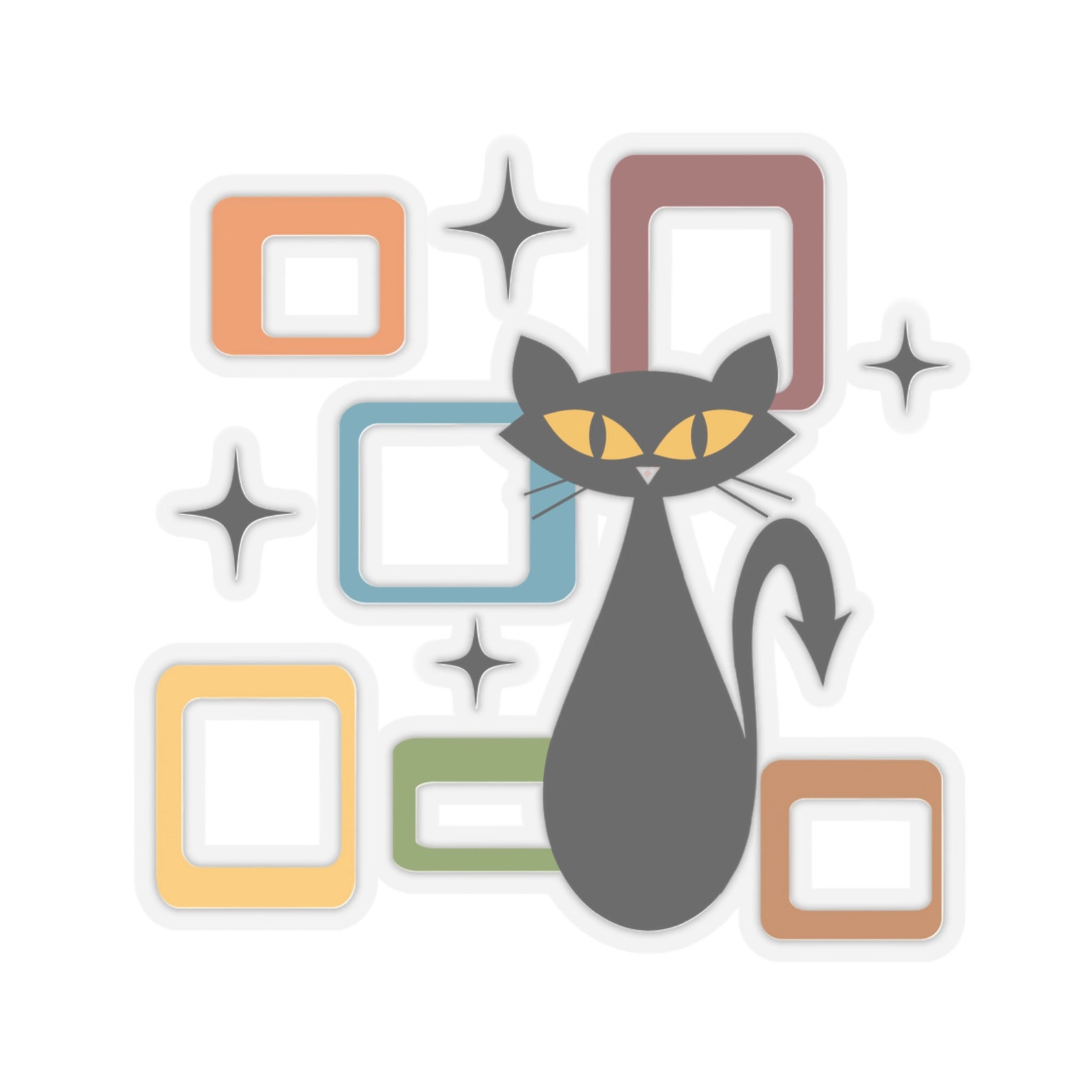 Black Cat Kiss-cut Stickers. Disenchanted Cat Sticker for Laptop, Phone ...