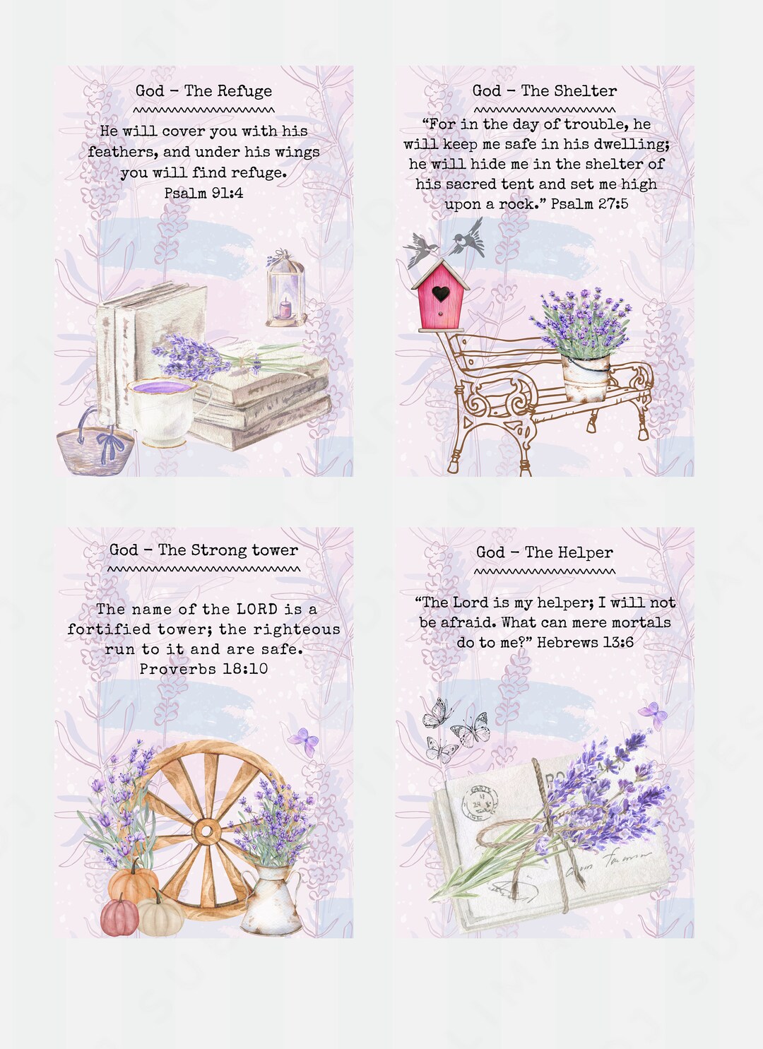 Lavender Printable Lavender Floral God's Attribute Bible Cards ...