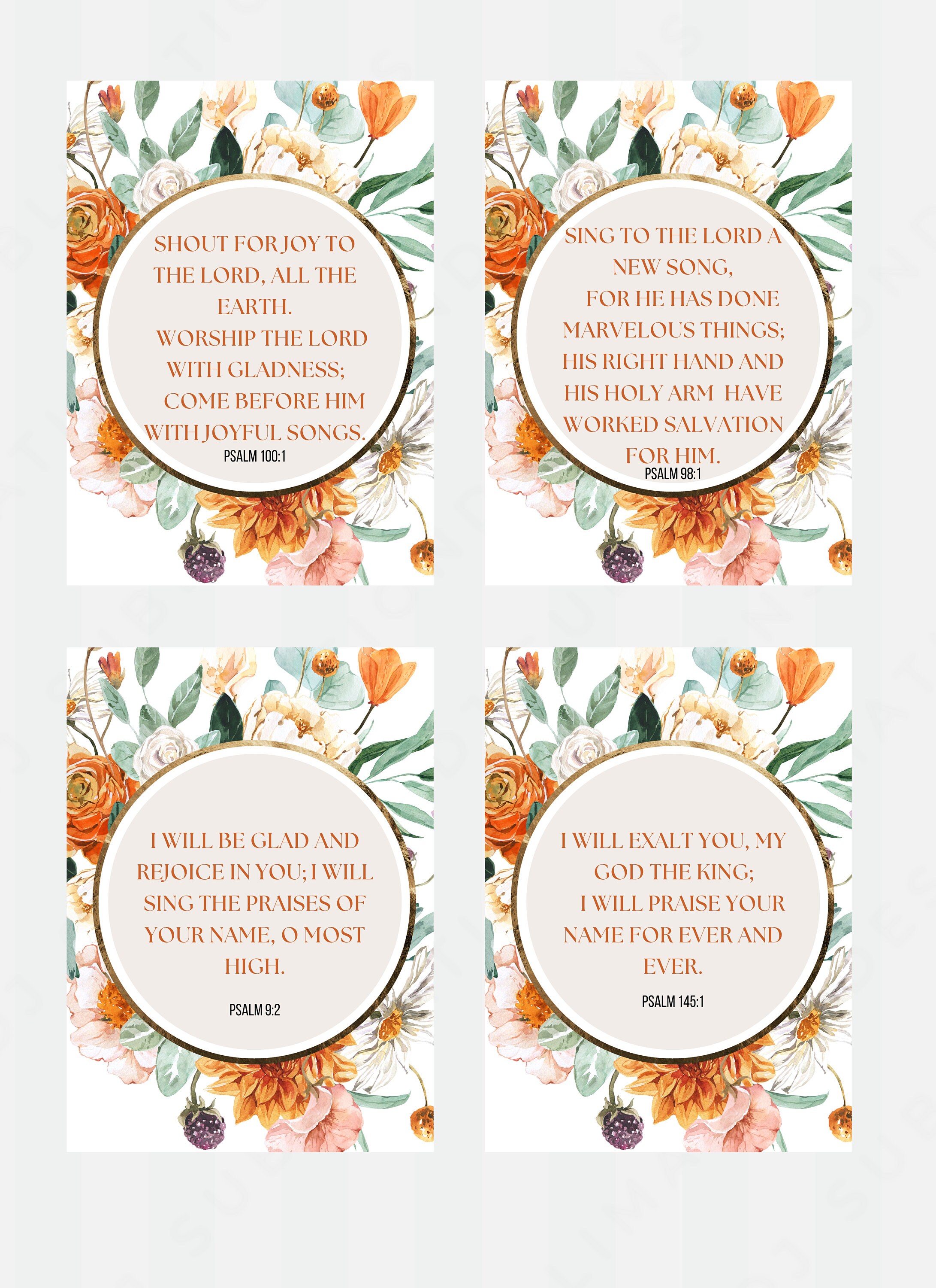 Printable Praise the Lord Bible Verse Cards/printable Praise His Holy ...