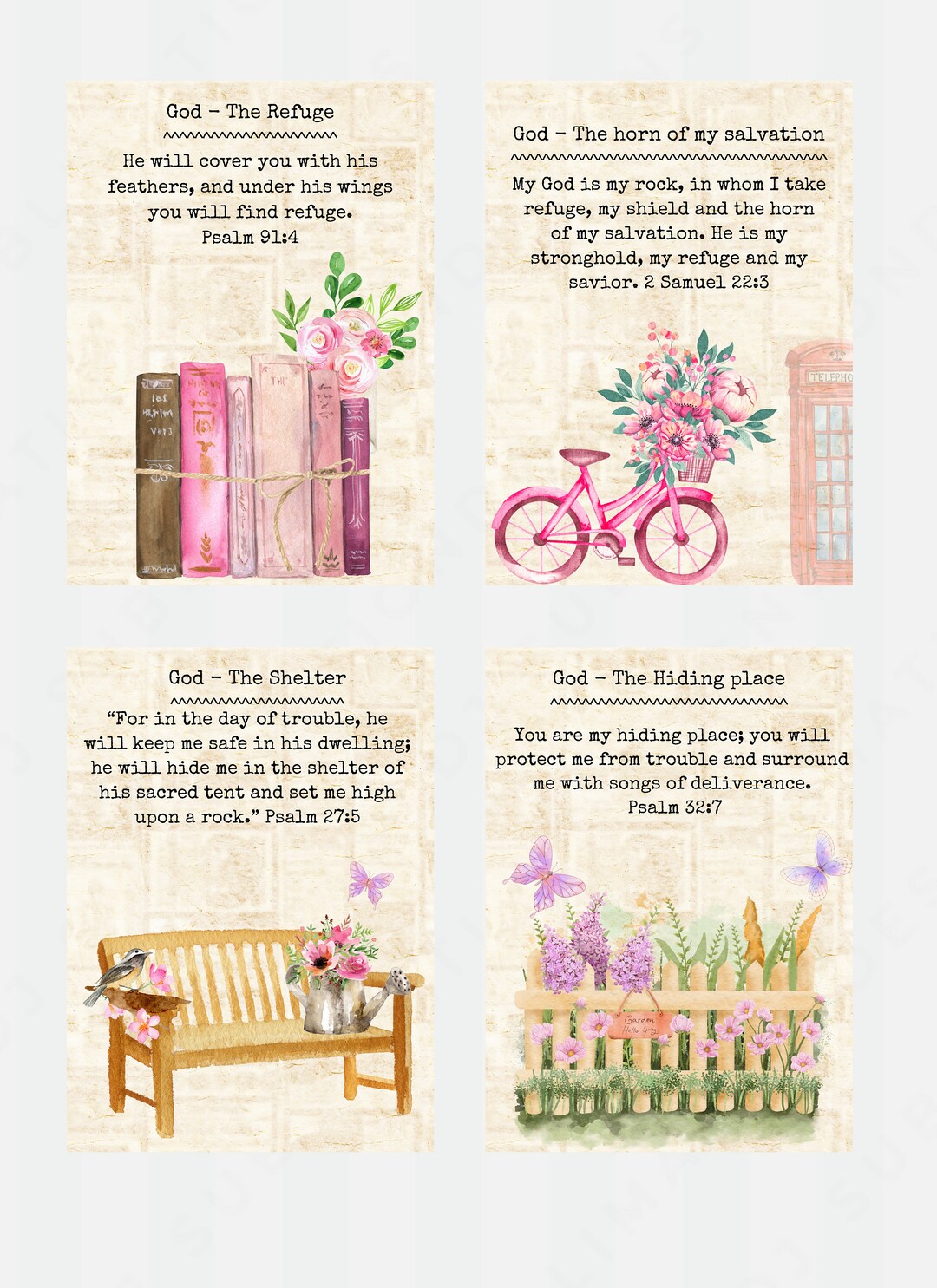Vintage Printable Floral God's Attribute Bible Cards/printable Vintage ...
