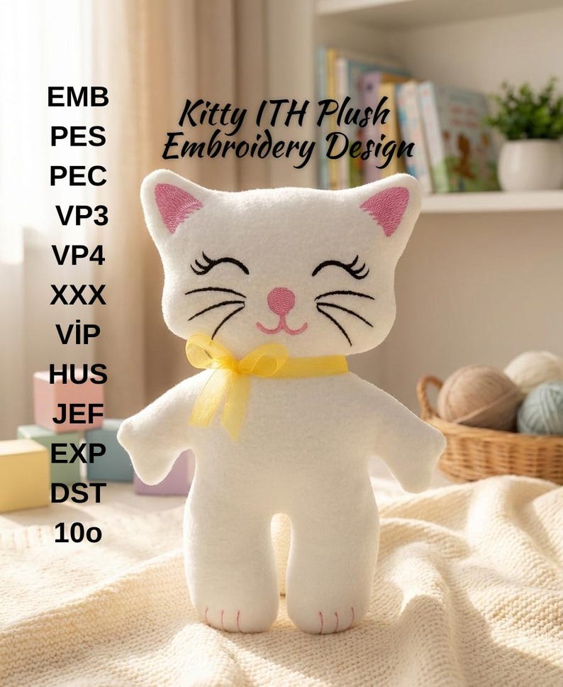 ITH Cat Stuffie Embroidery Design | Plush Toy Pattern (digital File) - Etsy