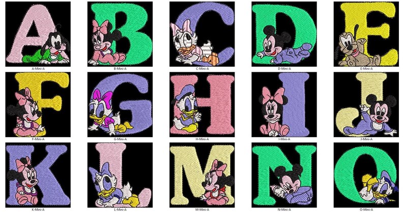 Mickey Baby Alphabet , Alphabet Machine Embroidery Design,letters ...