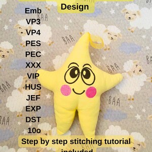 ITH Star Stuffie Embroidery Design | Baby Plush Pattern (multiple Sizes ...