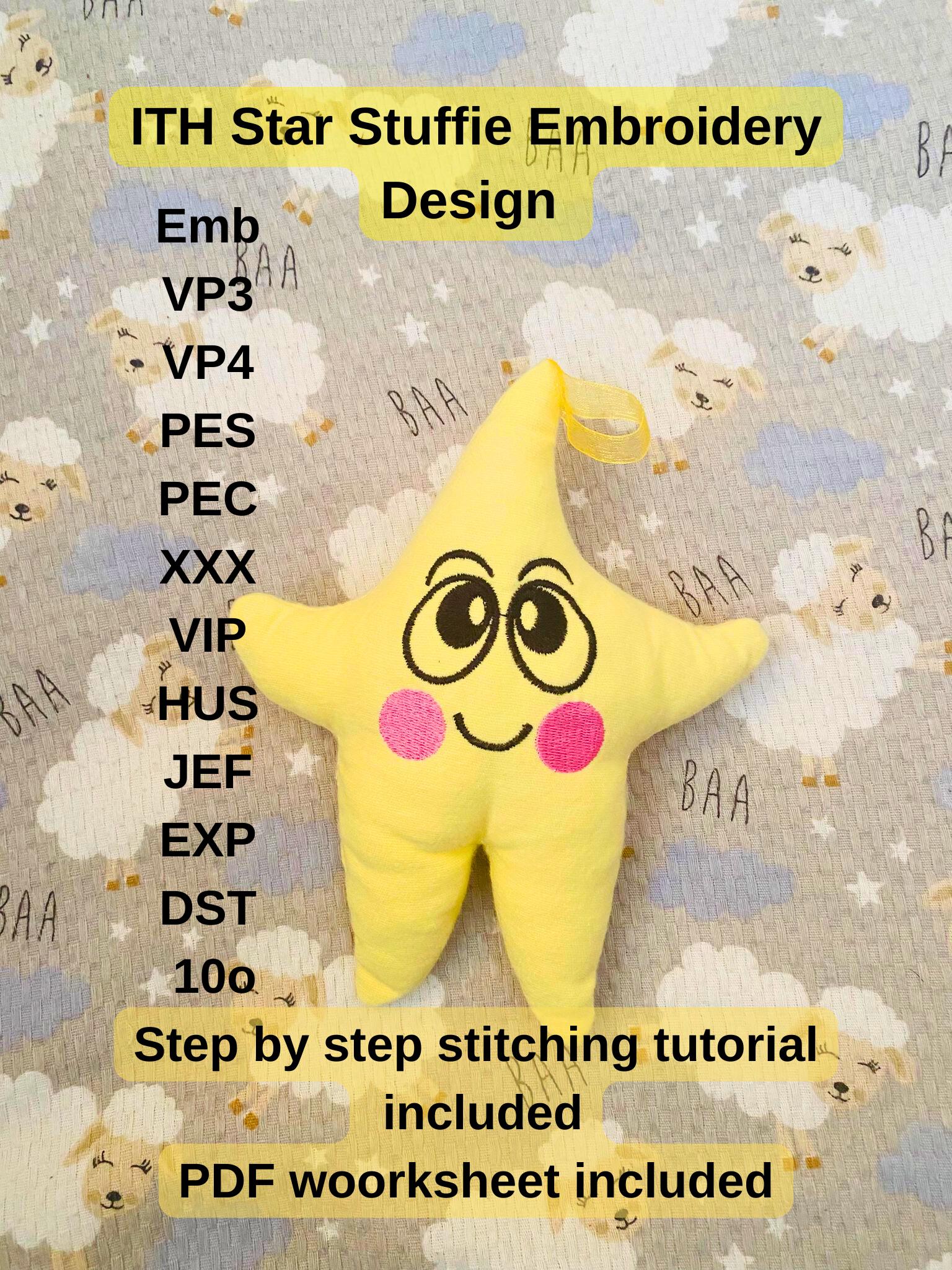 ITH Star Stuffie Embroidery Design | Baby Plush Pattern (multiple Sizes ...