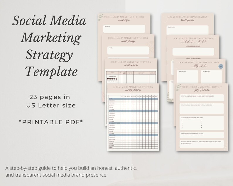 Social Media Marketing Strategy Template Small Business - Etsy
