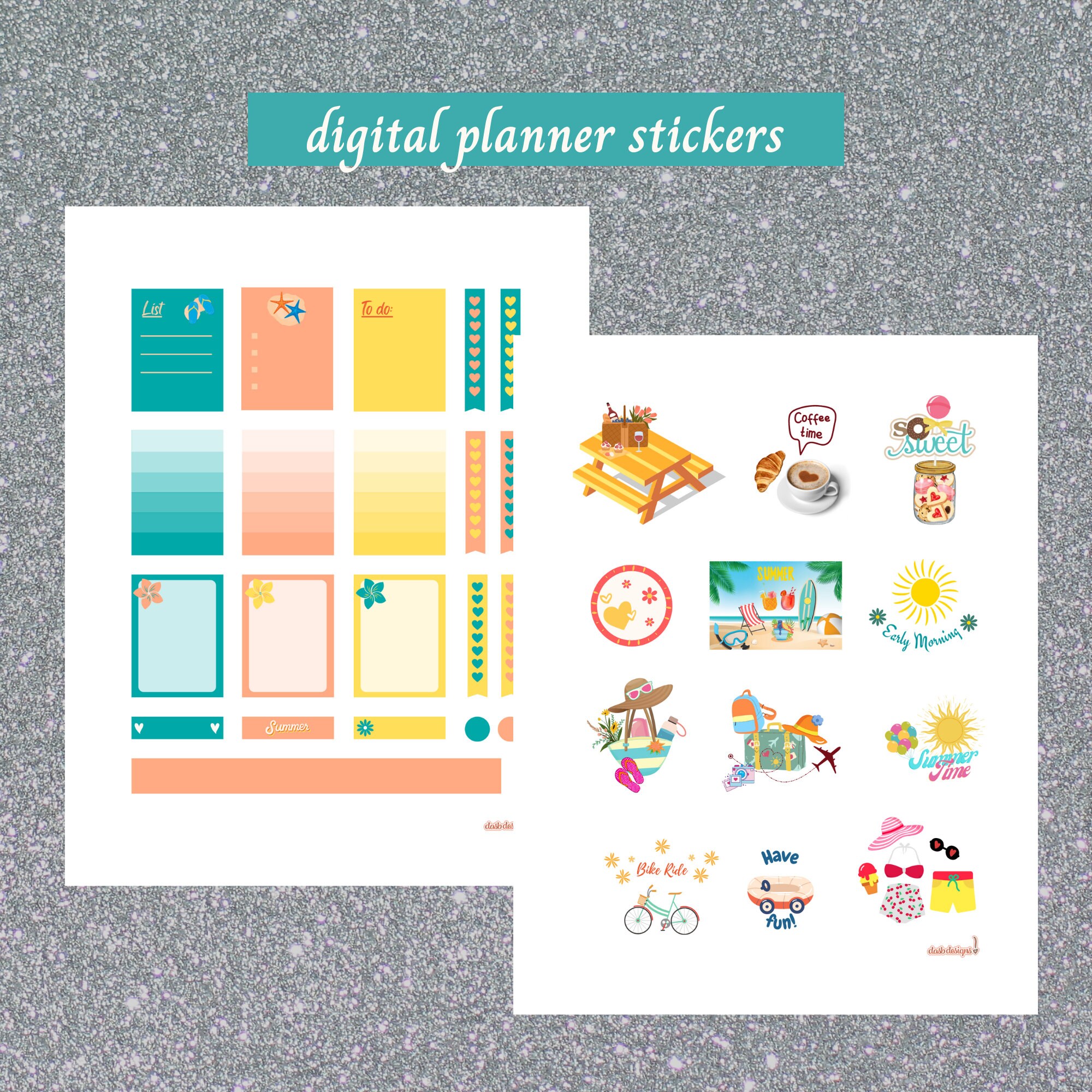 Planner Stickers PNG, Printable Stickers, College PNG Stickers, Summer ...