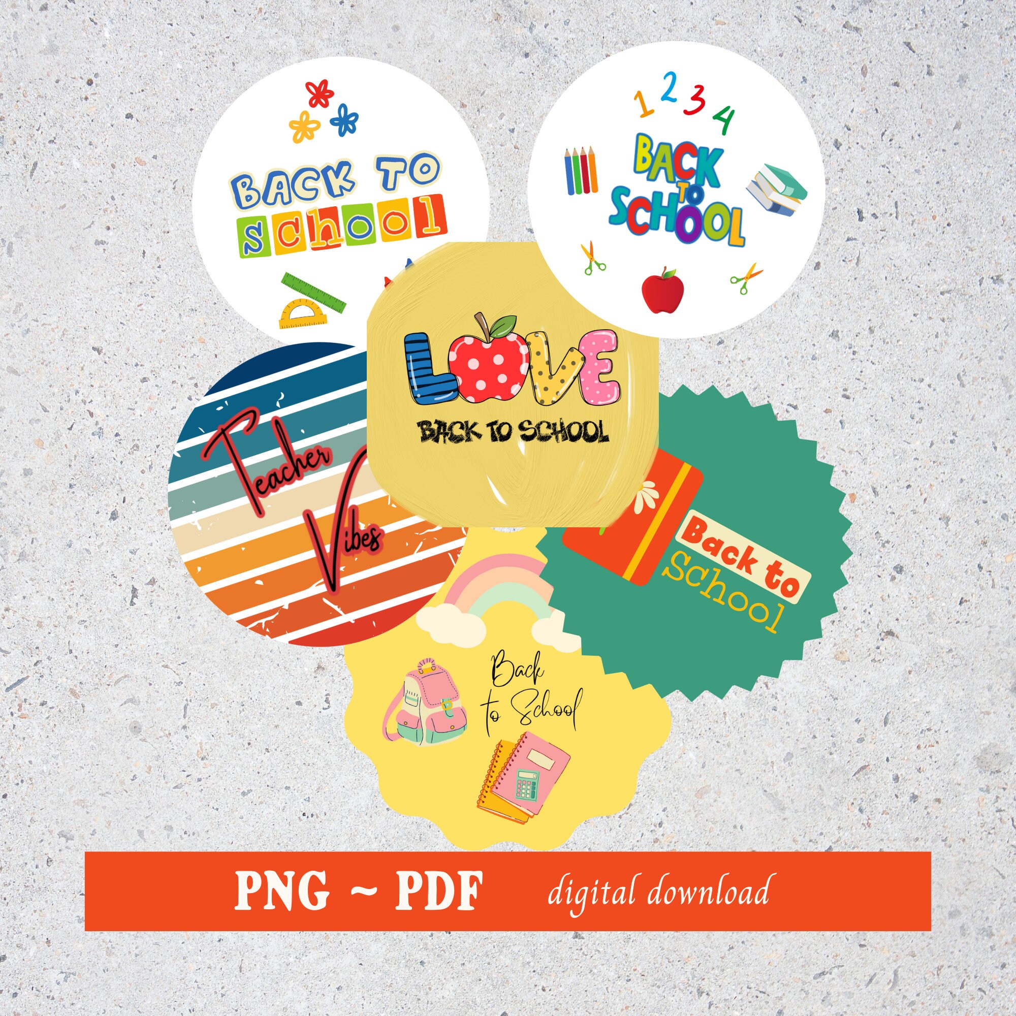 Back to School PNG Stickers, Teacher Printable Files, Student Stickers ...