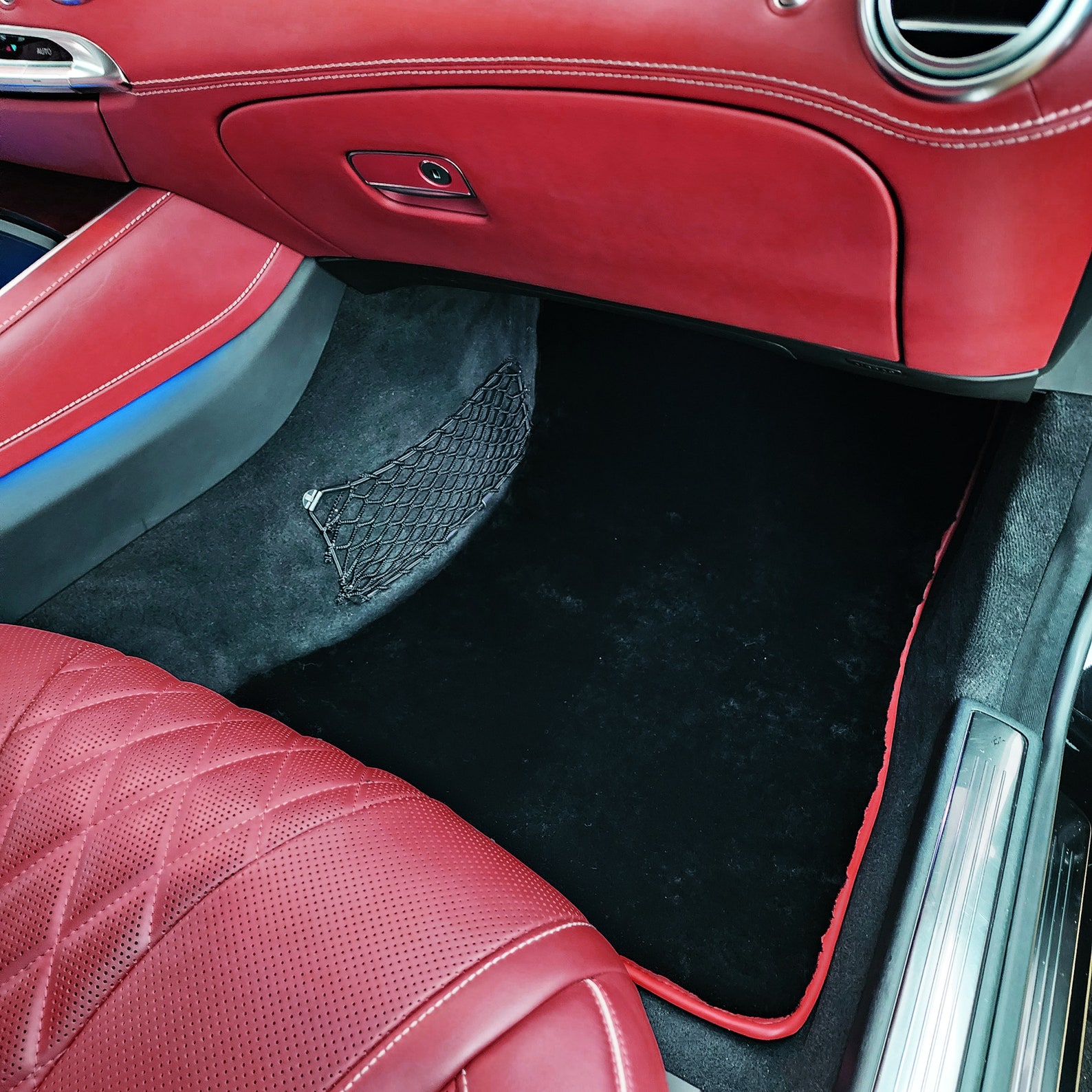 Genuine Black Sheepskin Red Trim Car Floor Mats Fits Maybach 57 62 57s ...