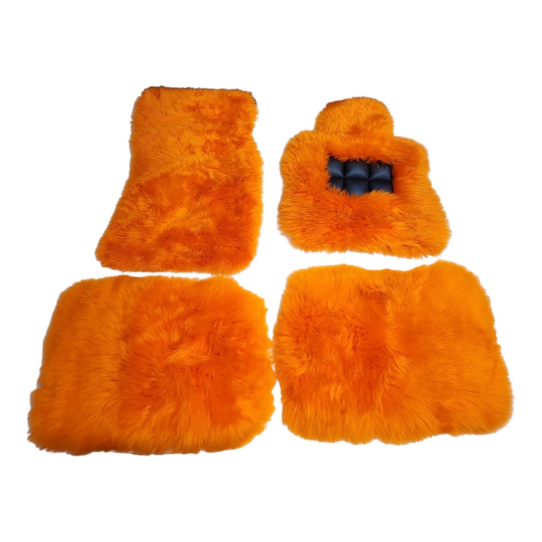 Genuine Orange 2 Inch Sheepskin Orange Trim Car Floor Mats Fits Rolls ...
