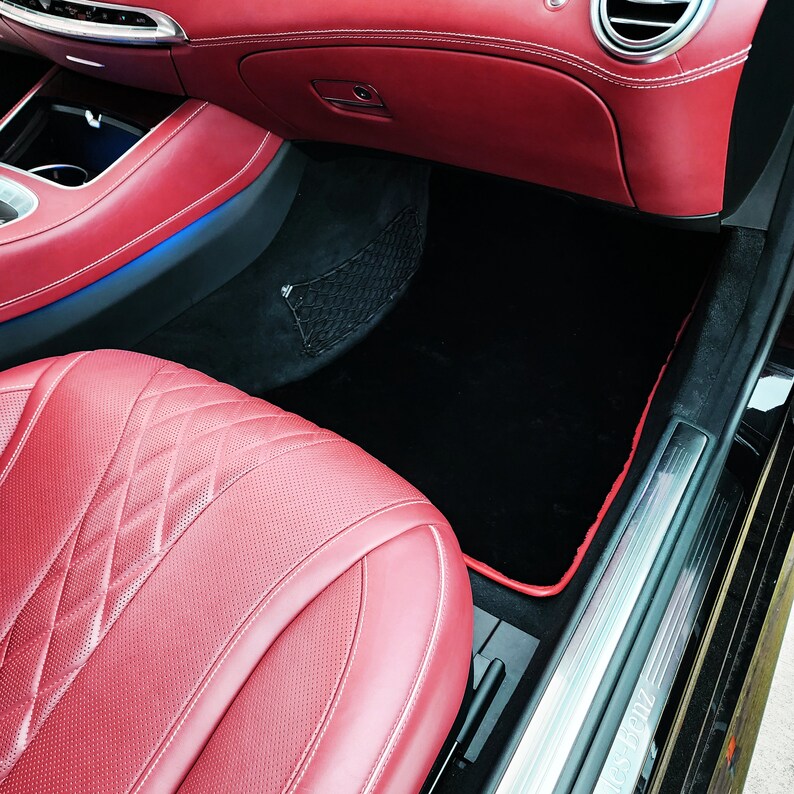 Genuine Black Sheepskin Red Trim Car Floor Mats Fits Maybach 57 62 57s ...