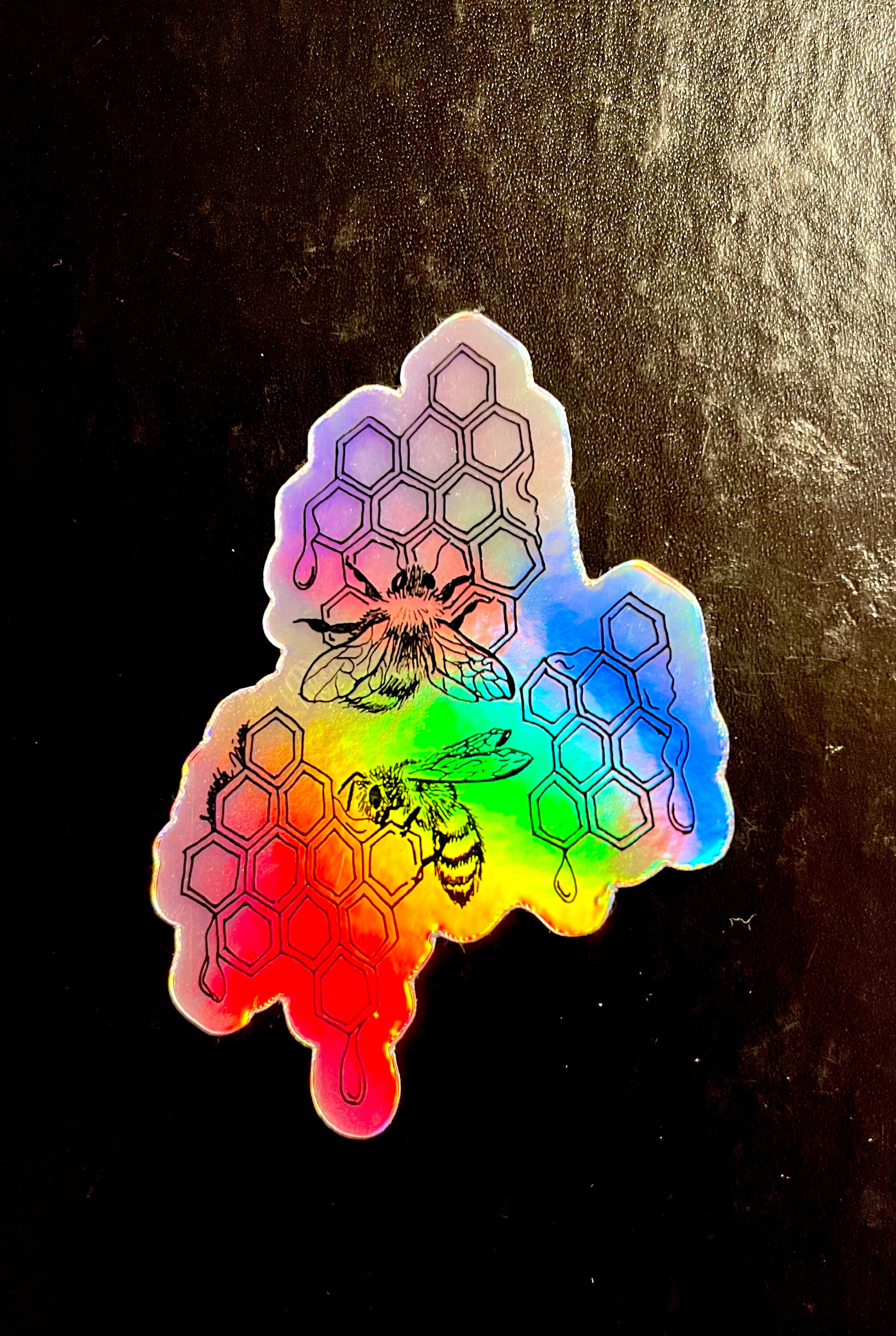 Holographic Honeycomb Bees | Vinyl Sticker | Bee Sticker | Honeycomb ...