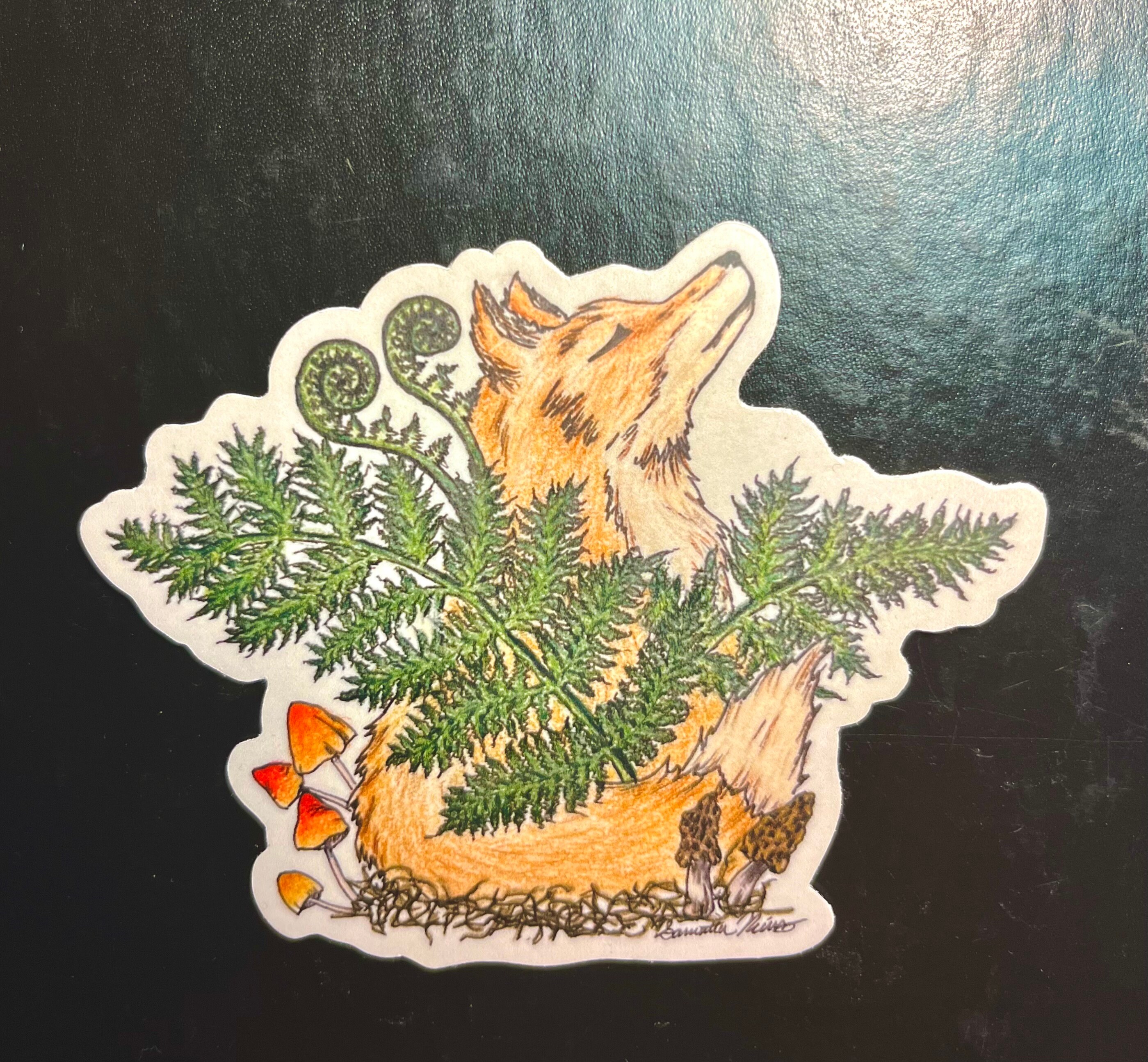 Color Fox and Ferns Sticker Vinyl Sticker Fox Sticker Ferns and ...
