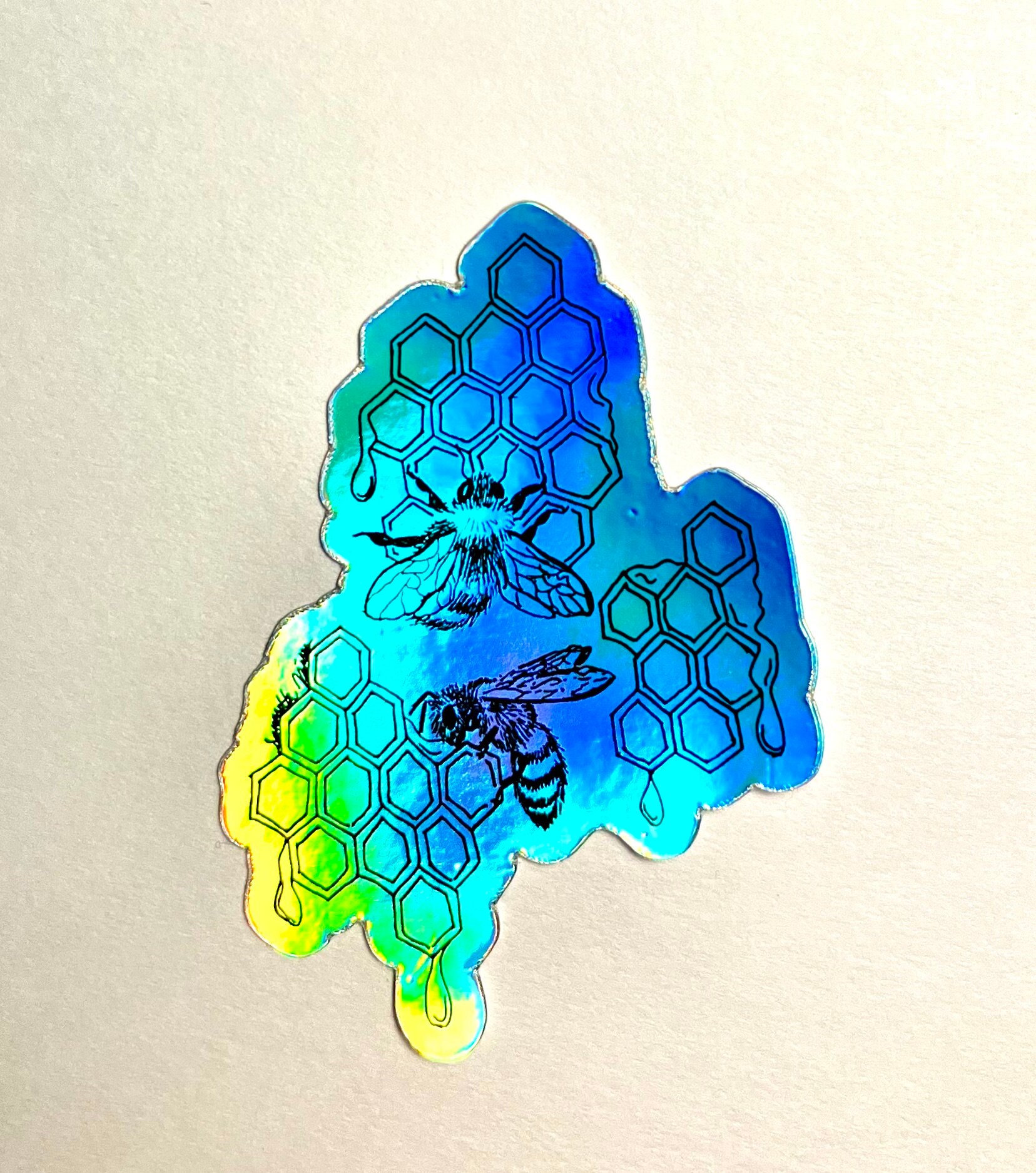 Holographic Honeycomb Bees | Vinyl Sticker | Bee Sticker | Honeycomb ...
