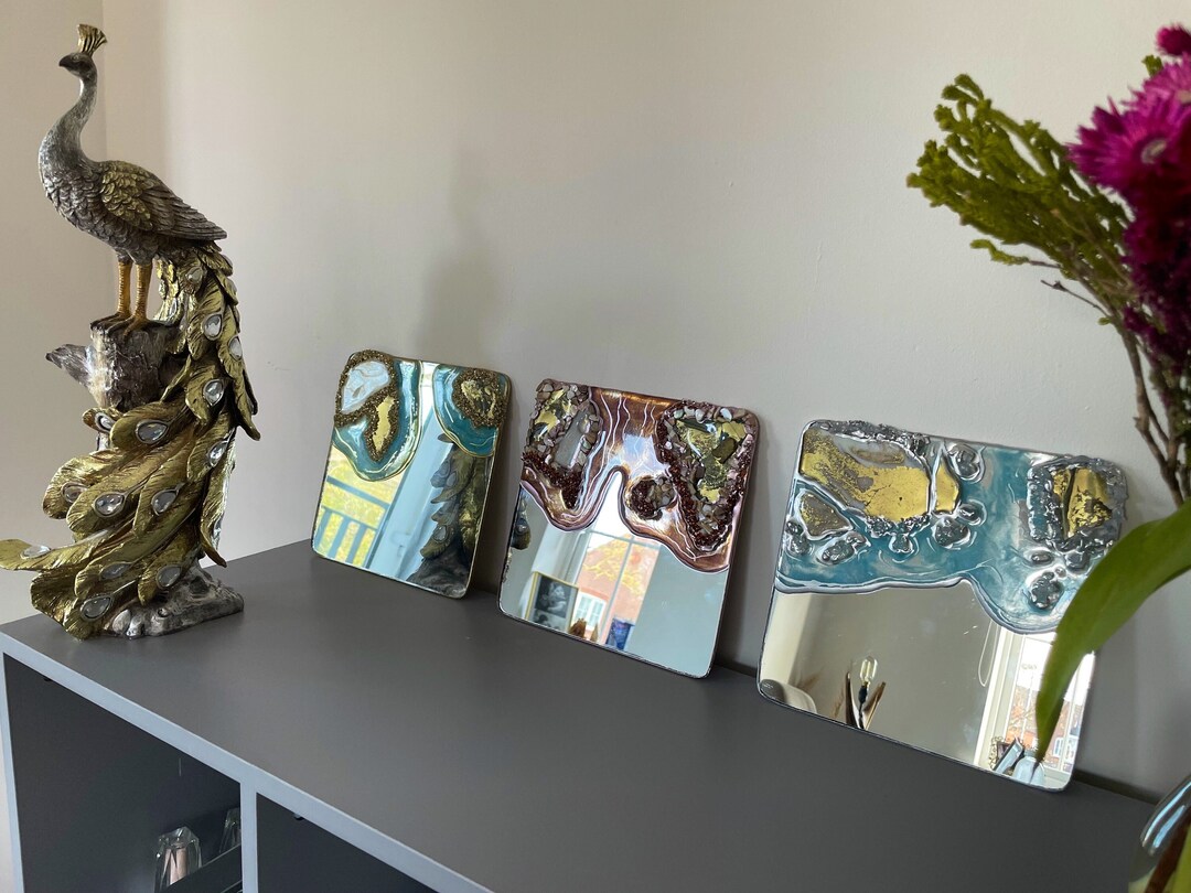 Decorative Mirror Set Wall Art, Resin Plate, Jewellery Dish, Candle ...