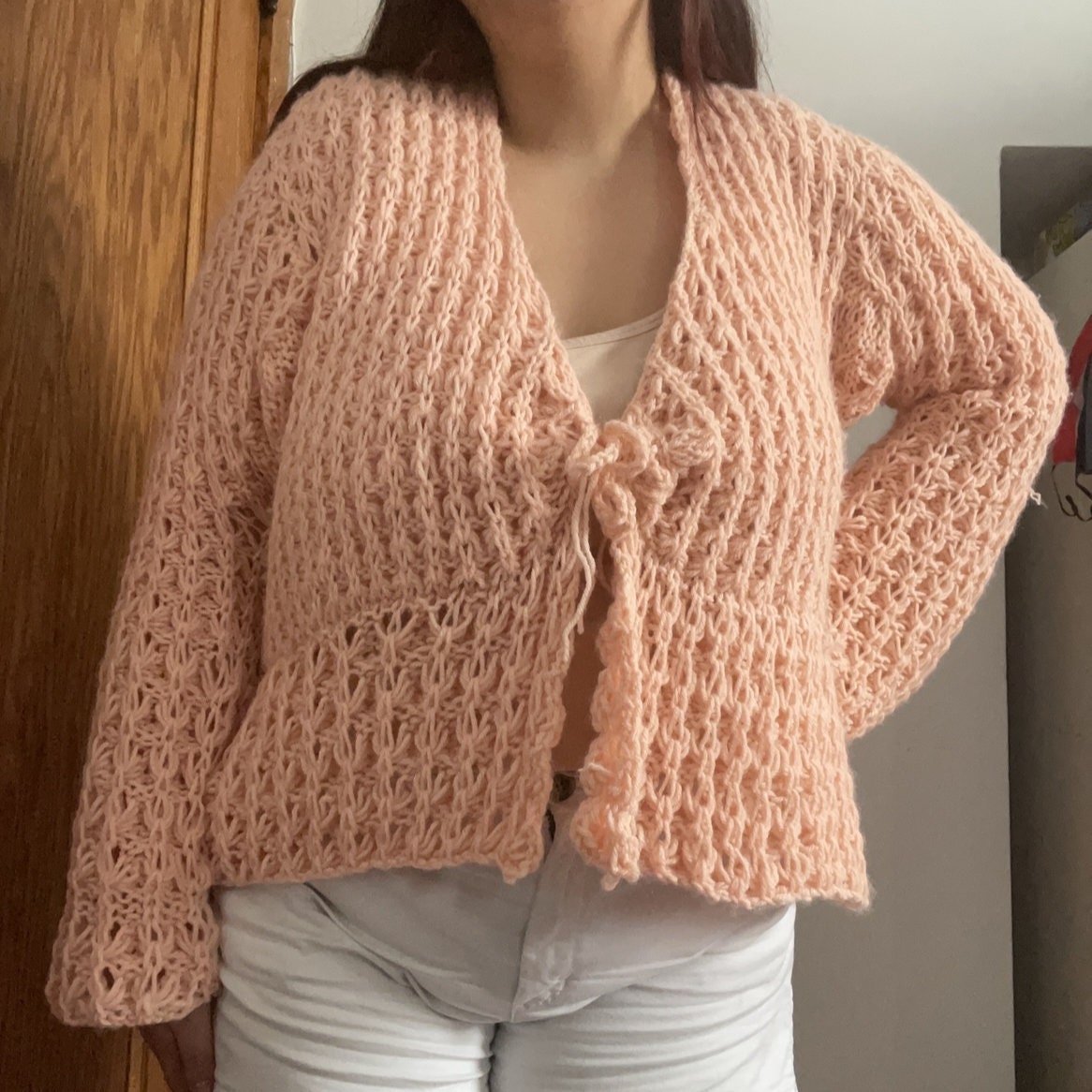 Flutter Cardigan Crop Top Digital Knitting Pattern Size - Etsy