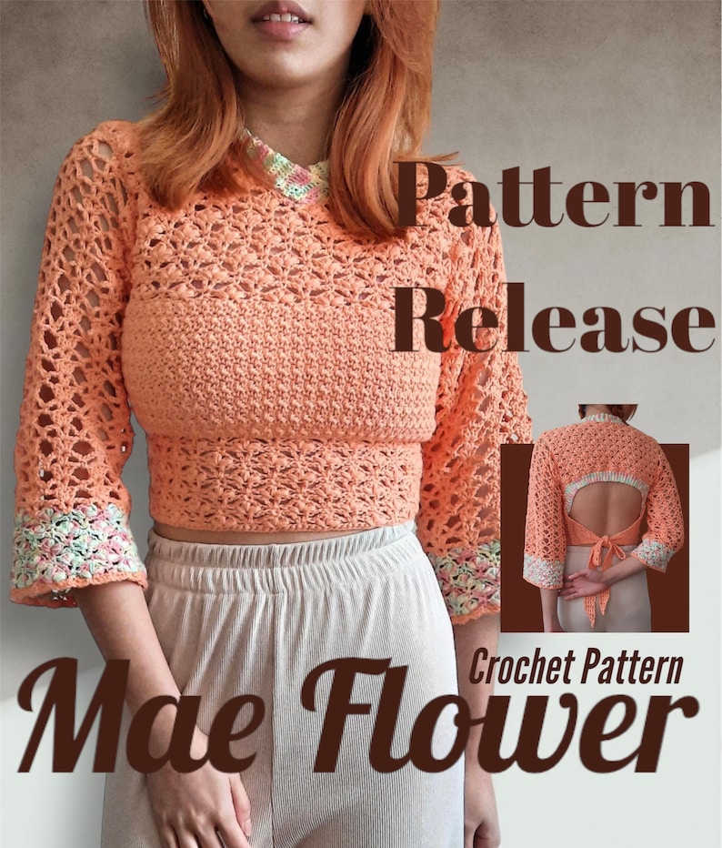 Mae Flower Top - May Flower Top - Digital Crochet Pattern - Size ...