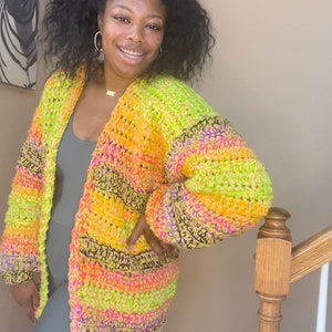 Chunky Stash Busting Cardigan - Made to Measure Crochet Pattern - MAELI ...