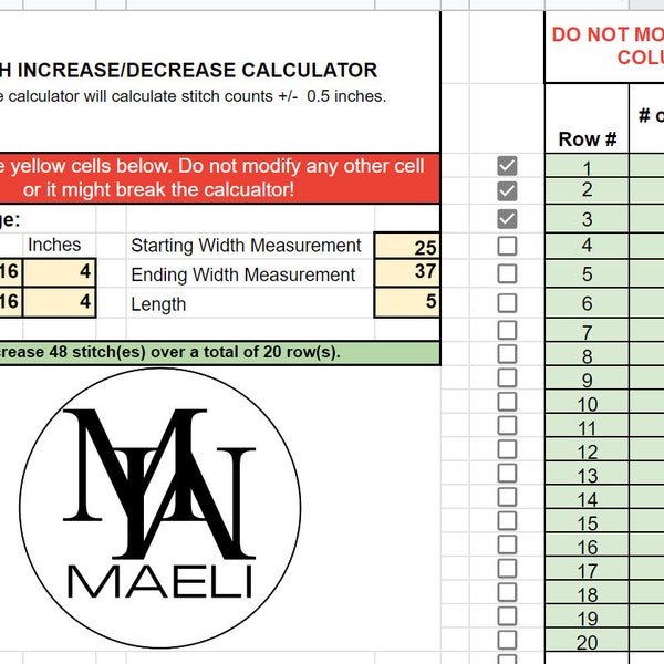 Crochet Stitch Calculator - Etsy