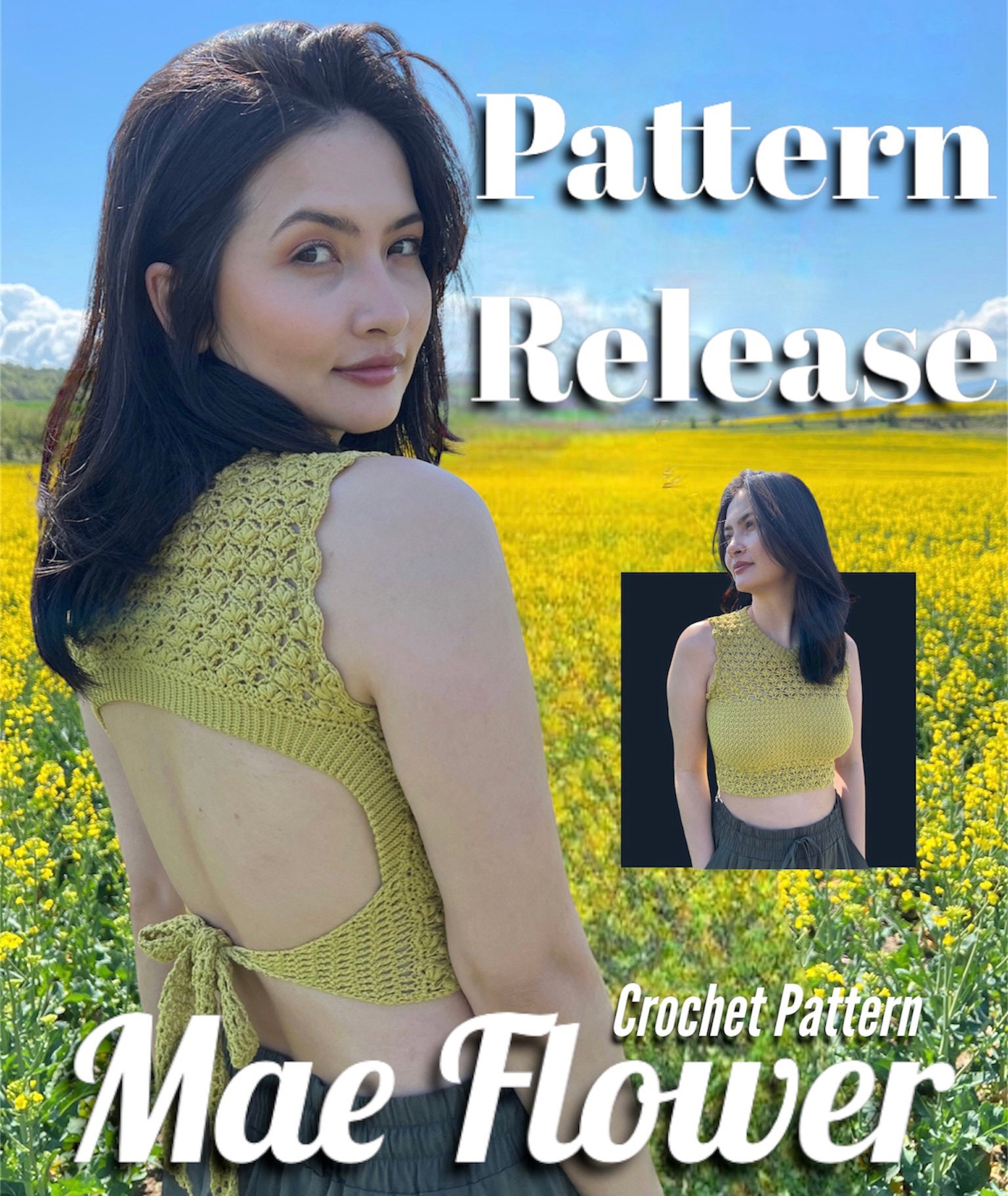 Mae Flower Top - May Flower Top - Digital Crochet Pattern - Size ...