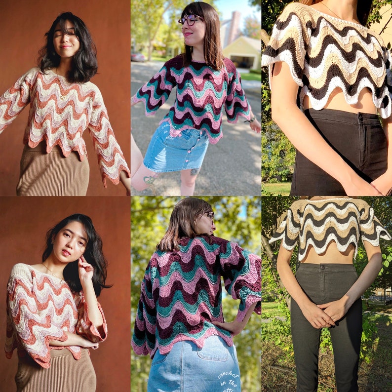 Meltdown Sweater/shirt/top/tank Top- Wavy -PDF Crochet Pattern - Made ...
