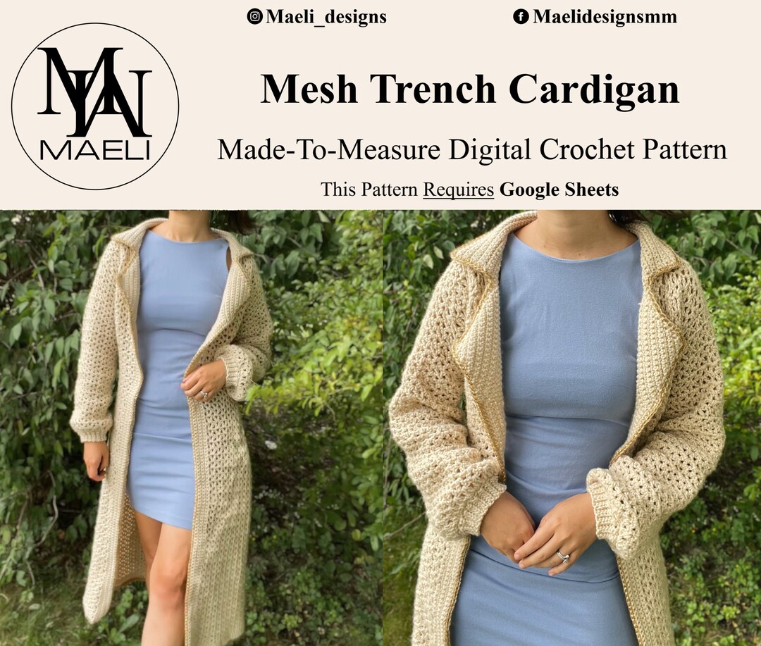 Mesh Trench Cardgian - Digital Crochet Pattern - Size Inclusive - MAELI ...