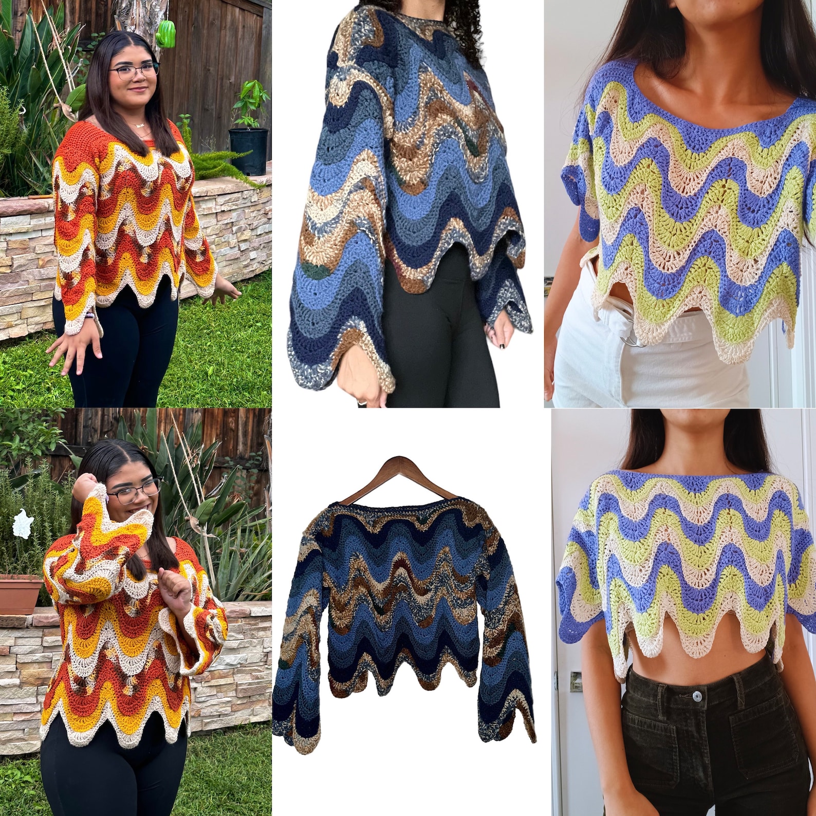Meltdown Sweater/shirt/top/tank Top- Wavy -PDF Crochet Pattern - Made ...