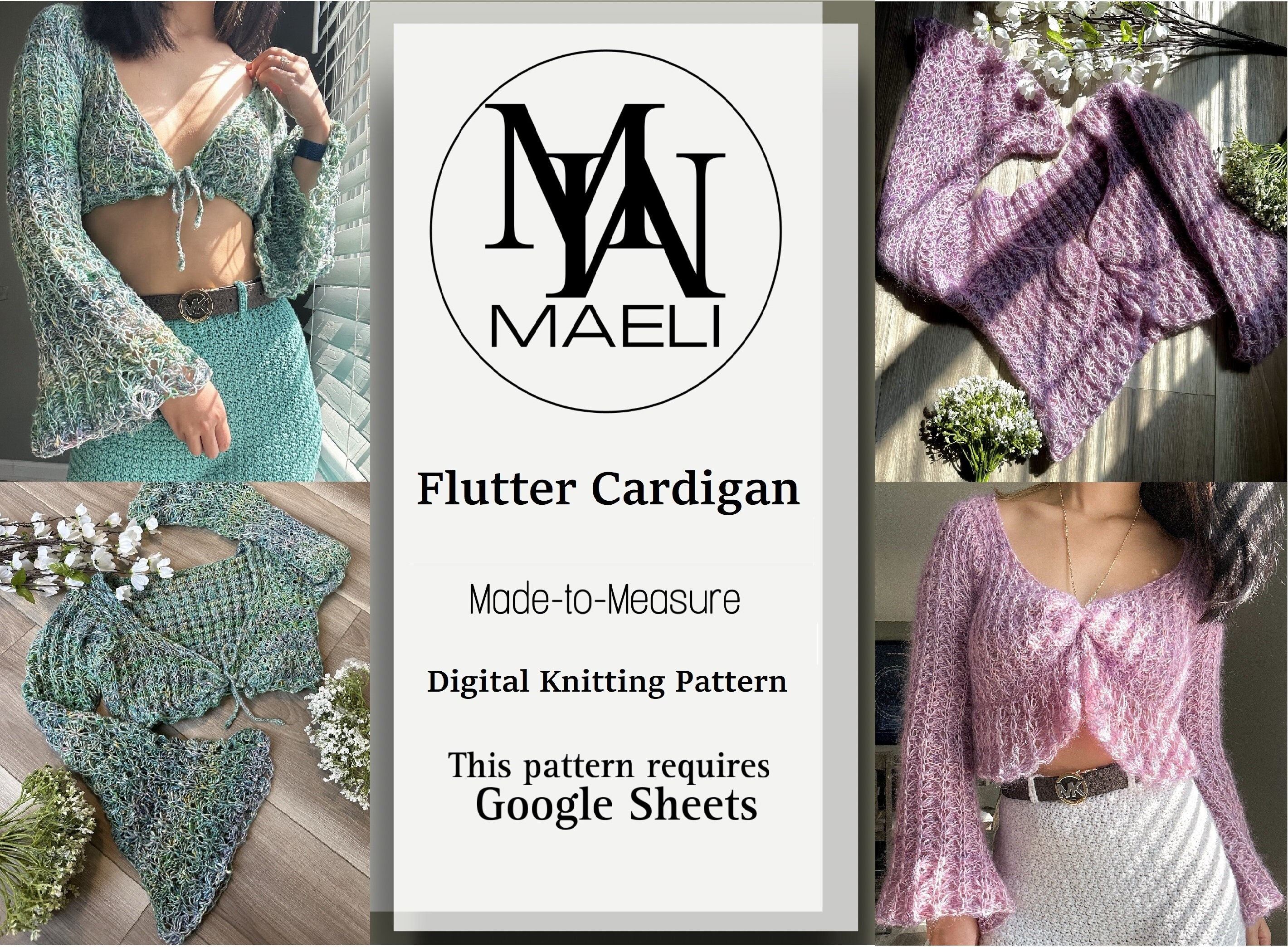 Flutter Cardigan Crop Top Digital Knitting Pattern Size - Etsy