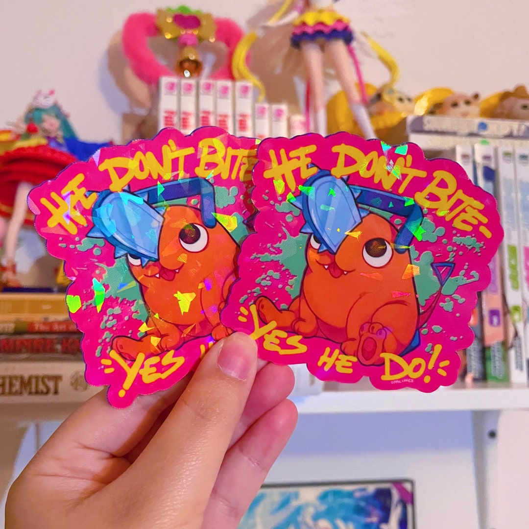 He Don't Bite Holographic Vinyl Sticker - Etsy