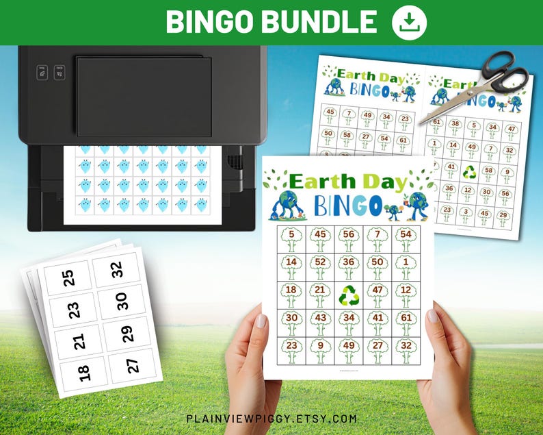 Earth Day Bingo Game, Classroom Activity, 100 Printable Unique Bingo ...