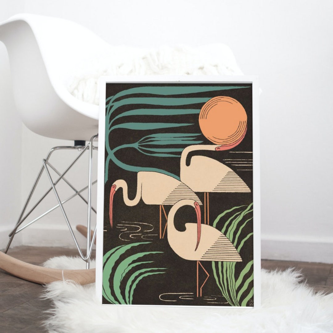 Mike Willcox Cranes Poster Minimalist Wall Art Animal Prints - Etsy