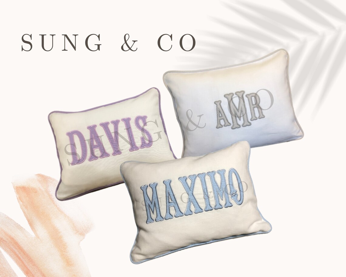 Applique Monogram Pillow/monogrammed LUMBAR Cover/personalized - Etsy