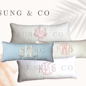 Linen Applique Monogram Pillow Cover, Personalized Embroidered Pillow ...
