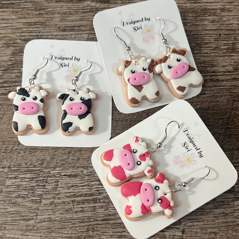 Cow Earrings - Etsy