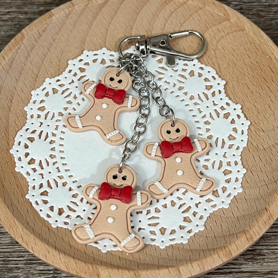 Lightly Scented Gingerbread Man Bag Charm Keychain – Polymer Clay ...