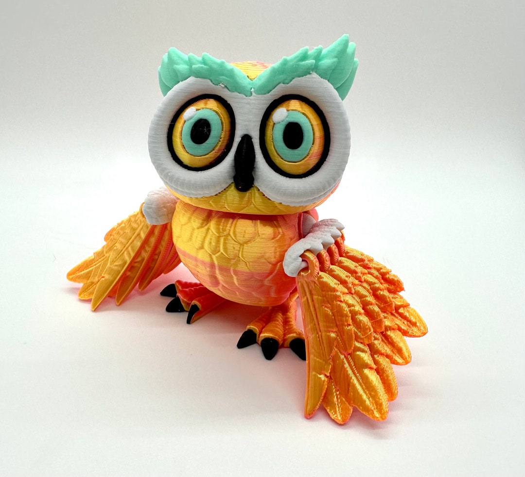 3D Printed Articulating Flexible Owl Sensory Toy Gadget Fidget Desk Toy ...