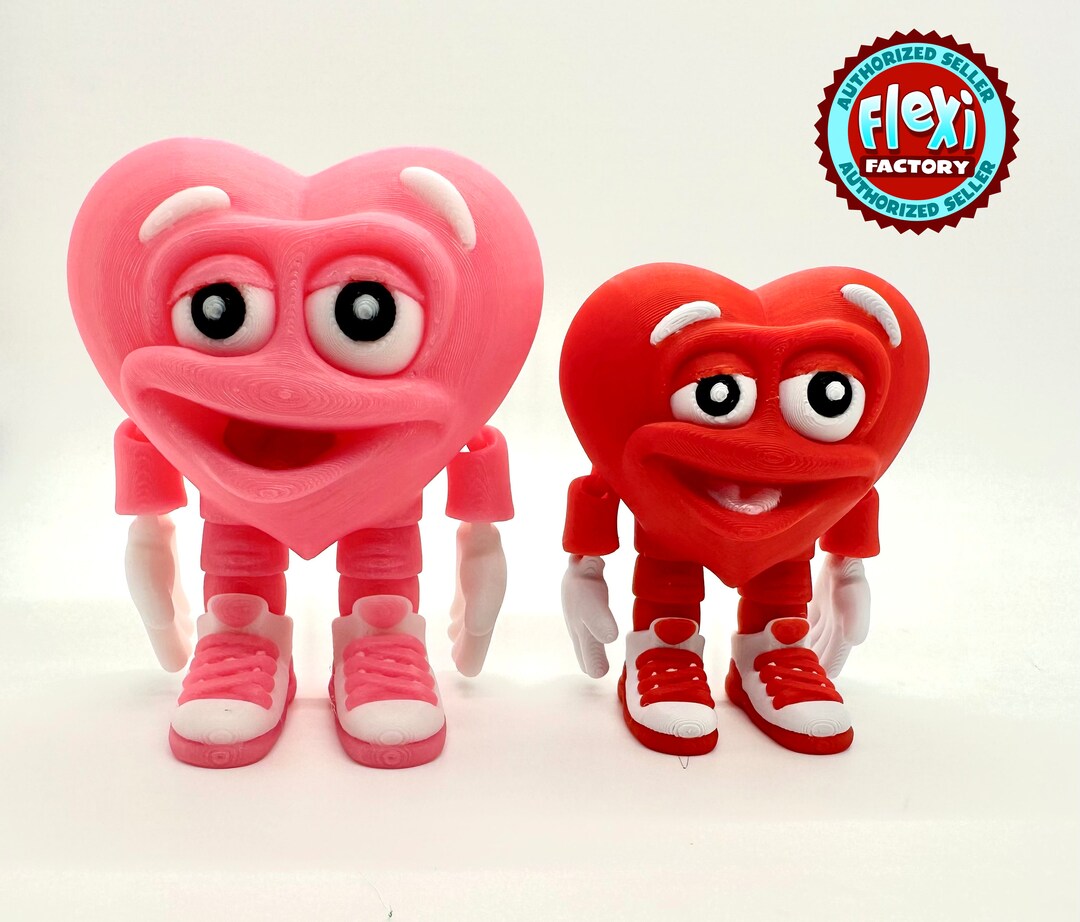 3D Printed Articulating Flexible Heart Valentine Man Sensory Toy Gadget ...