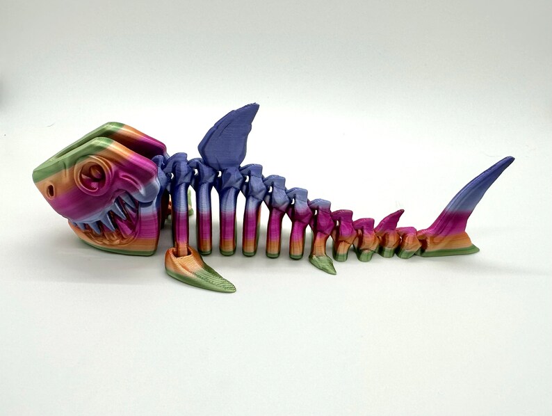 3D Printed Articulating Flexible Shark Skeleton Sensory Toy - Etsy