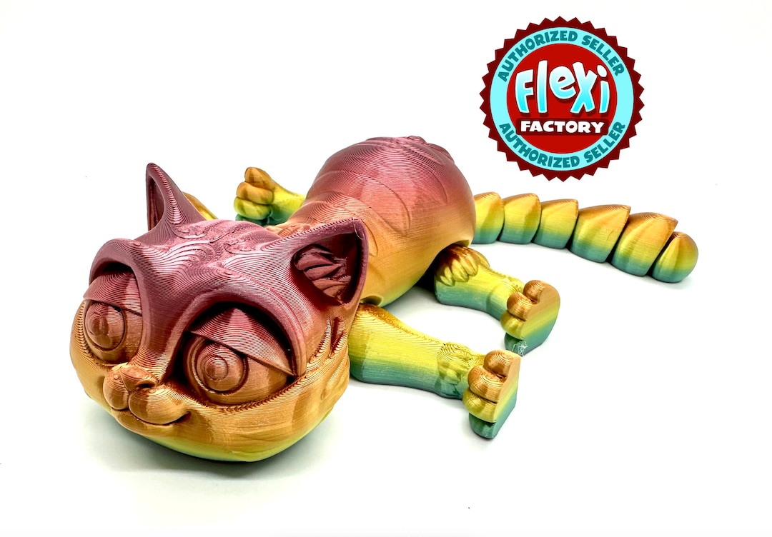 3D Printed Articulating Cat Kitten Flexible Sensory Toy Gadget Flexi ...