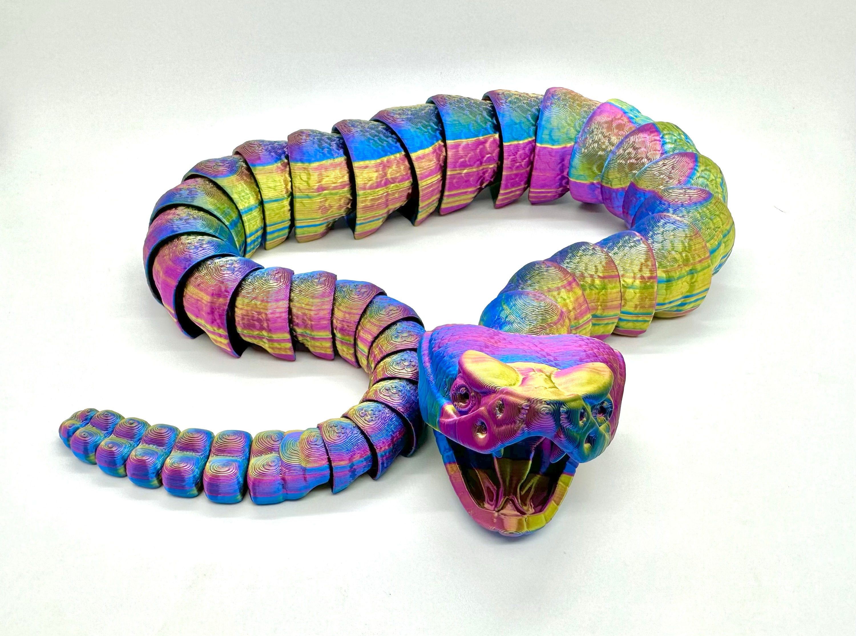 3D Printed Articulating Rattlesnake Flexible Sensory Toy Gadget Flexi ...